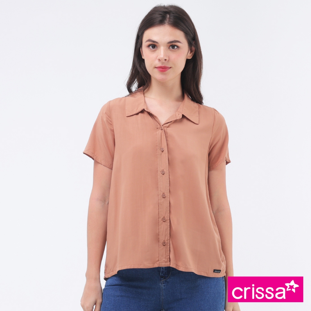Crissa Woven Plain Rayon Short Sleeves Blouse CSFT18-0382 | Shopee ...
