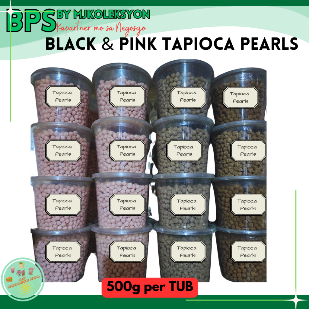 Black/ Pink Tapioca Pearl Sago 500g in a Tub for Milktea Frappe Iced ...