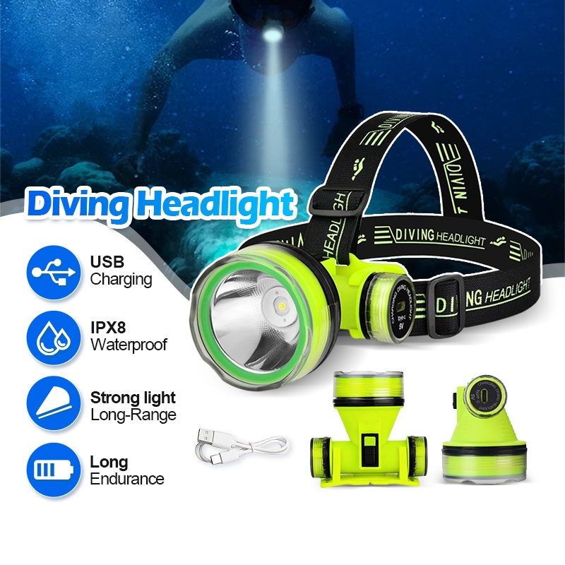 Diving Headlight Led Flashlight Waterproof Fishing Headlamp ...