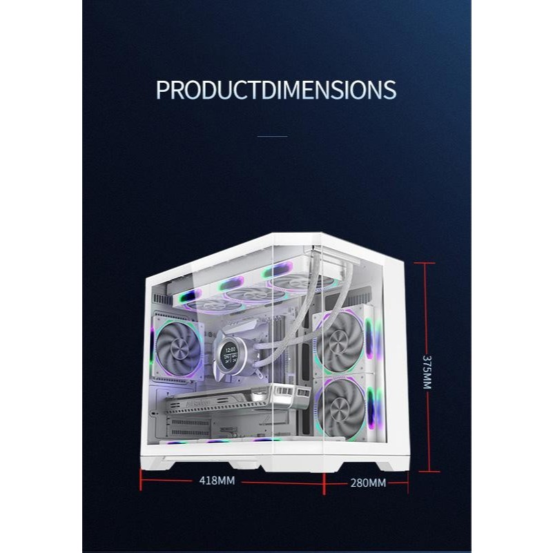 HiteqPC | ATX / mATX Dual-Chamber PC Gaming Case Tempered Glass Front ...