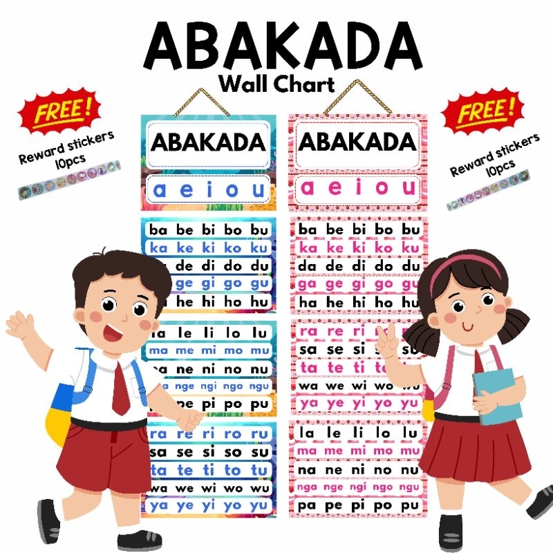 Abakada Reading Wall Hanging Charts for kids (Tagalog) | Shopee Philippines