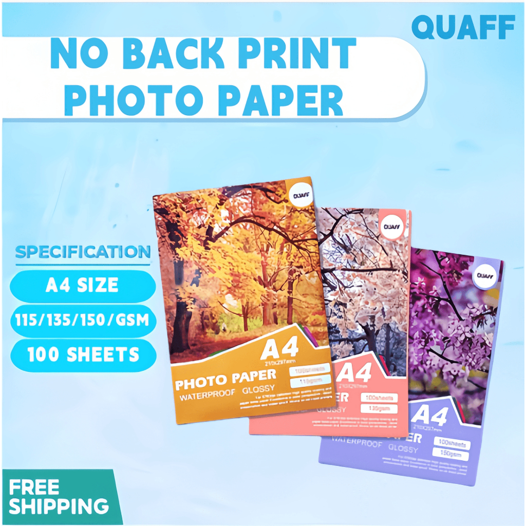 QUAFF No Back Print Glossy Inkjet Photo Paper A4 Sizer 115gsm - 135gsm ...