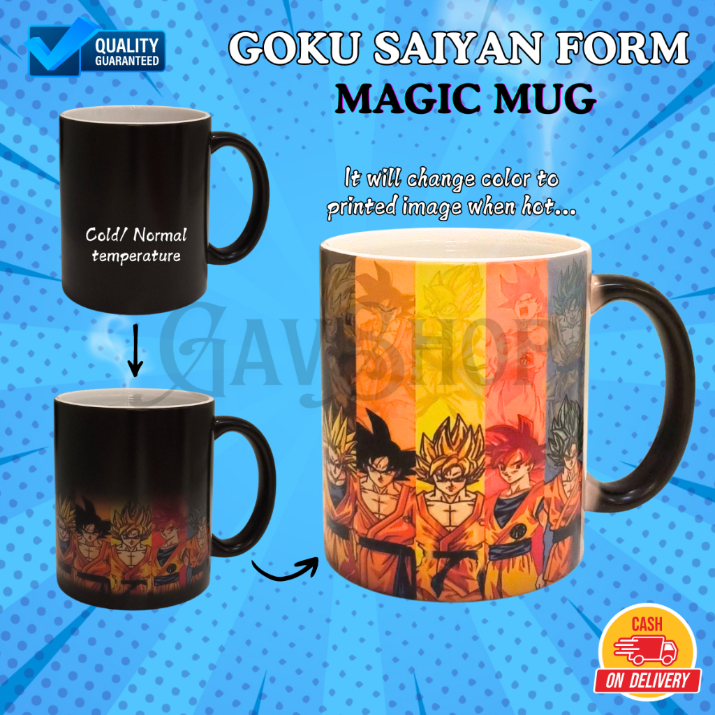 ANIME GOKU SAIYAN FORMS DRAGONBALL Z INSPIRED MAGIC MUG COLOR CHANGING ...
