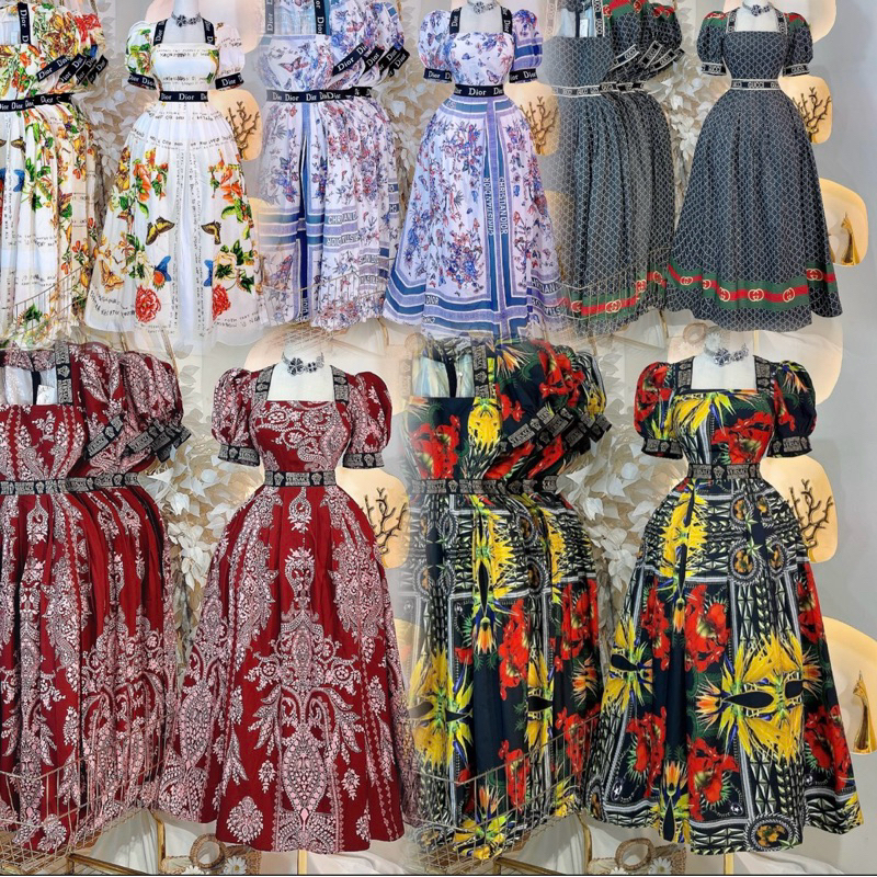 Luxury Vietnam Padded Puff-sleeve Maxi Dress Womenswear | Shopee ...