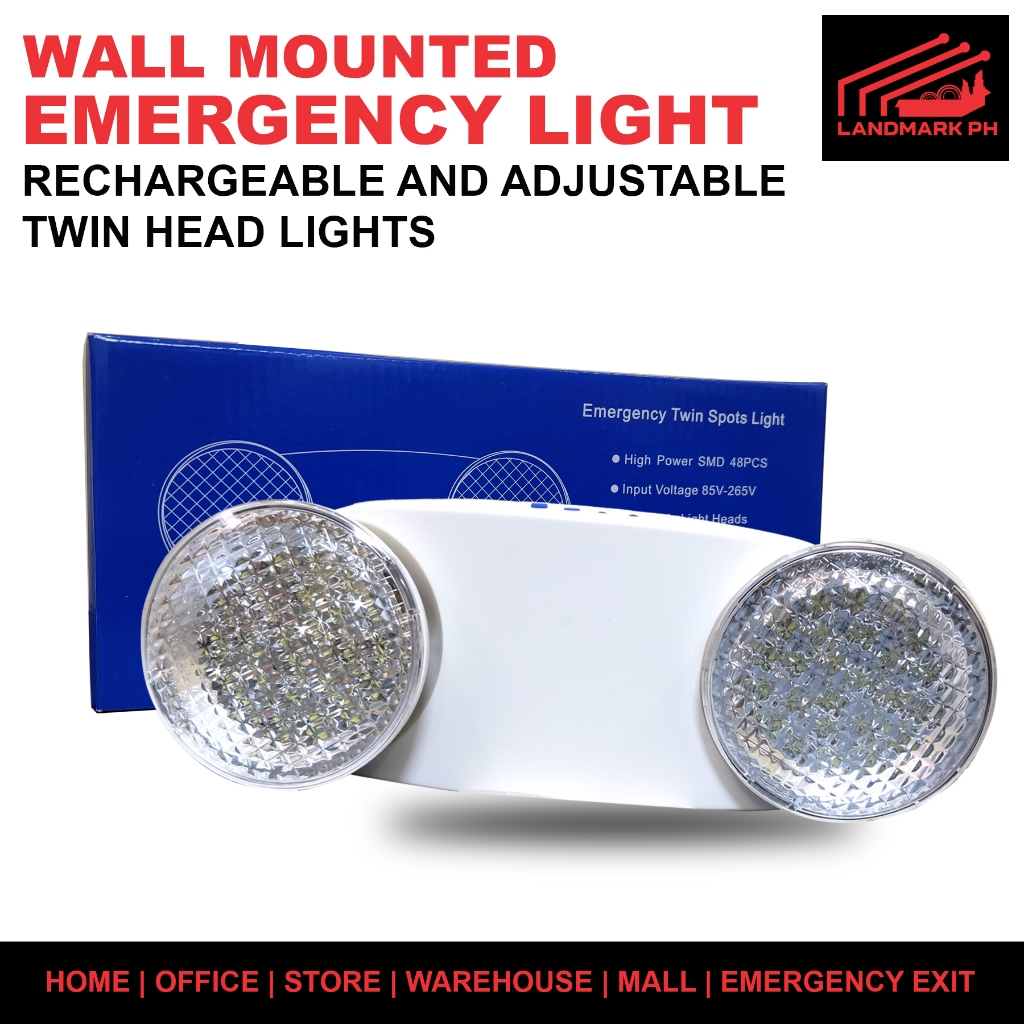 Wall Mounted Emergency LED Light 4W Dual Head Rotateable / Rechargeable ...