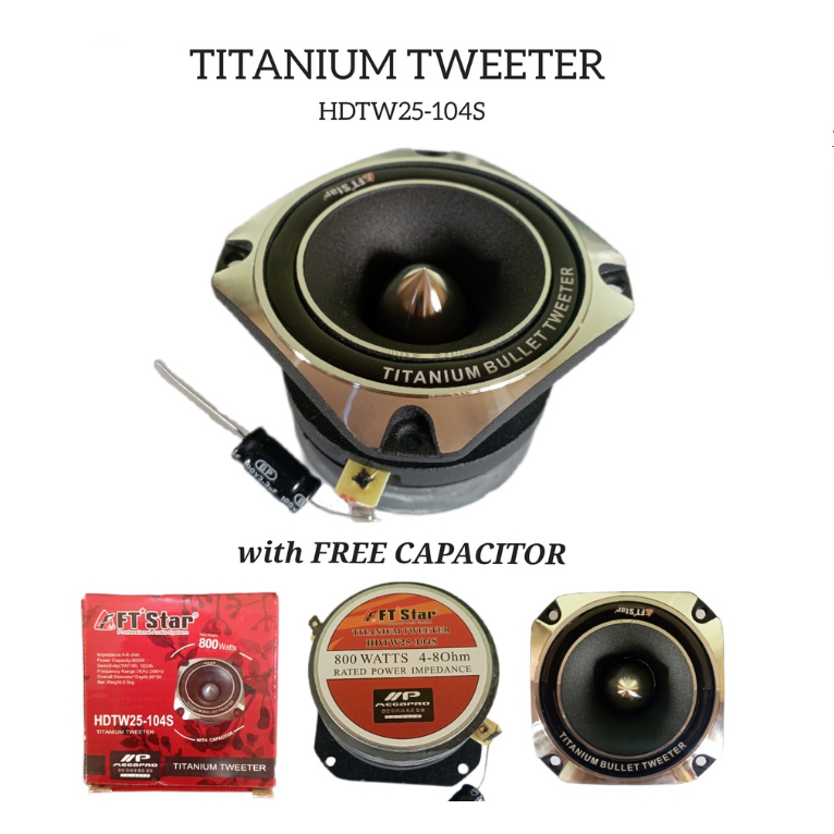 FT START HDTW25-104S 800 Watts High Power Titanium Bullet Tweeter with ...