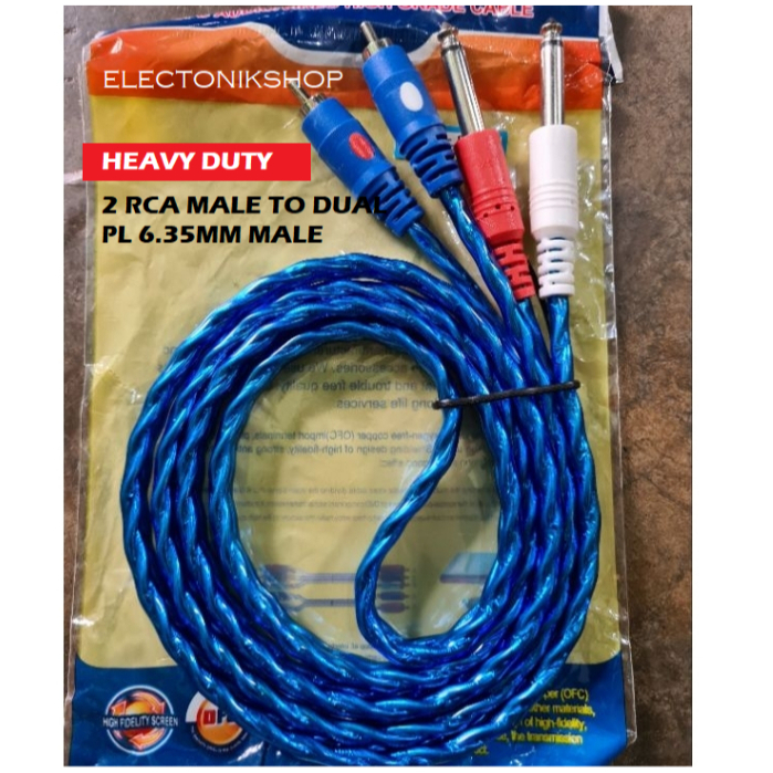 Mixer Cord 1.5m 2 PL mono to 2 RCA Audio Connector Cable Wire | Shopee ...