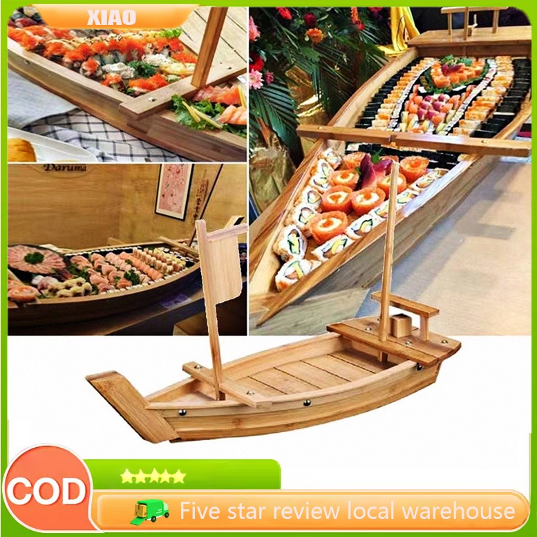 COD Creative Sushi Boat Japanese Seafood Sashimi Platter Bamboo Wooden ...