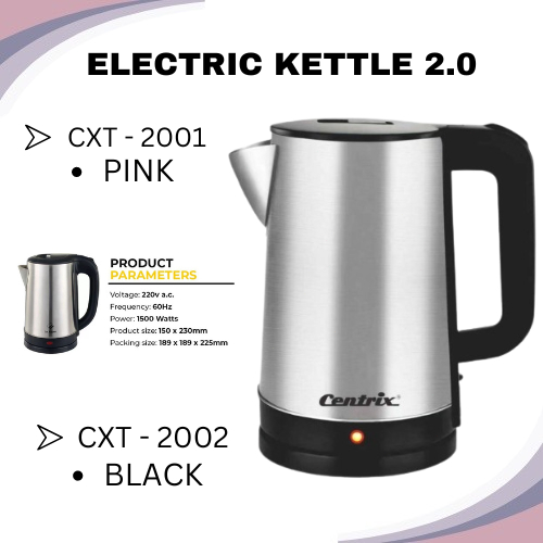 Centrix Electric Kettle 2.0L Stainless Steel Capacity Fast Boiling ...