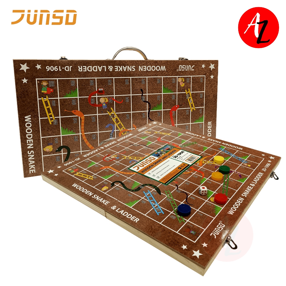 Jusnd Classic Boardgame Wooden Snake & Ladder Family Game Board Game ...