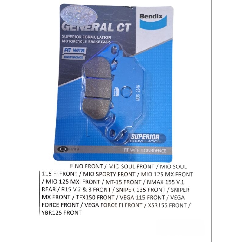 Bendix Braked Pad Mio Sporty/Sniper 135/Nmax 155v1 rear | Shopee ...