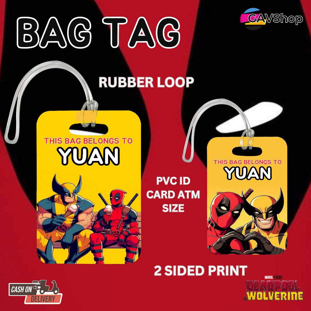 Personalized Deadpool & Wolverine PVC Bag Tag ATM size High Gloss ...