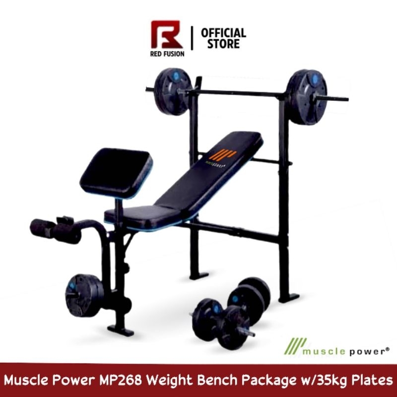 Muscle Power MP268 Weight Bench Package With 35kg Plates | Shopee ...