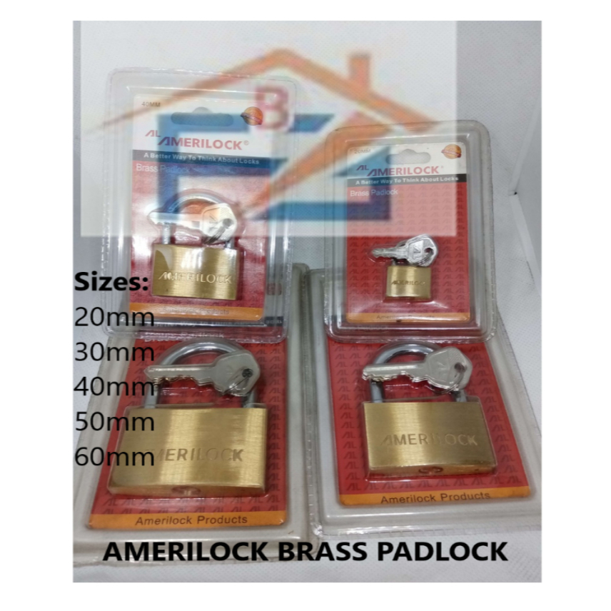 AMERILOCK Heavy Duty Brass Padlock Short Shackle (20mm, 30mm, 40mm ...