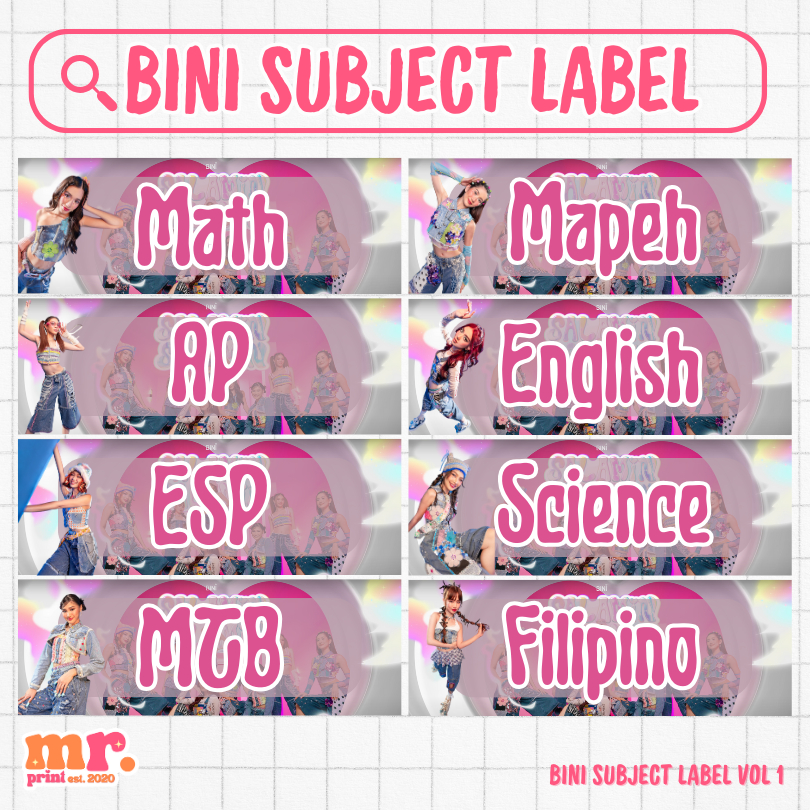 BINI SUBJECT STICKER LABEL VOL 1 | SALAMIN SALAMIN WATERPROOF STICKERS ...
