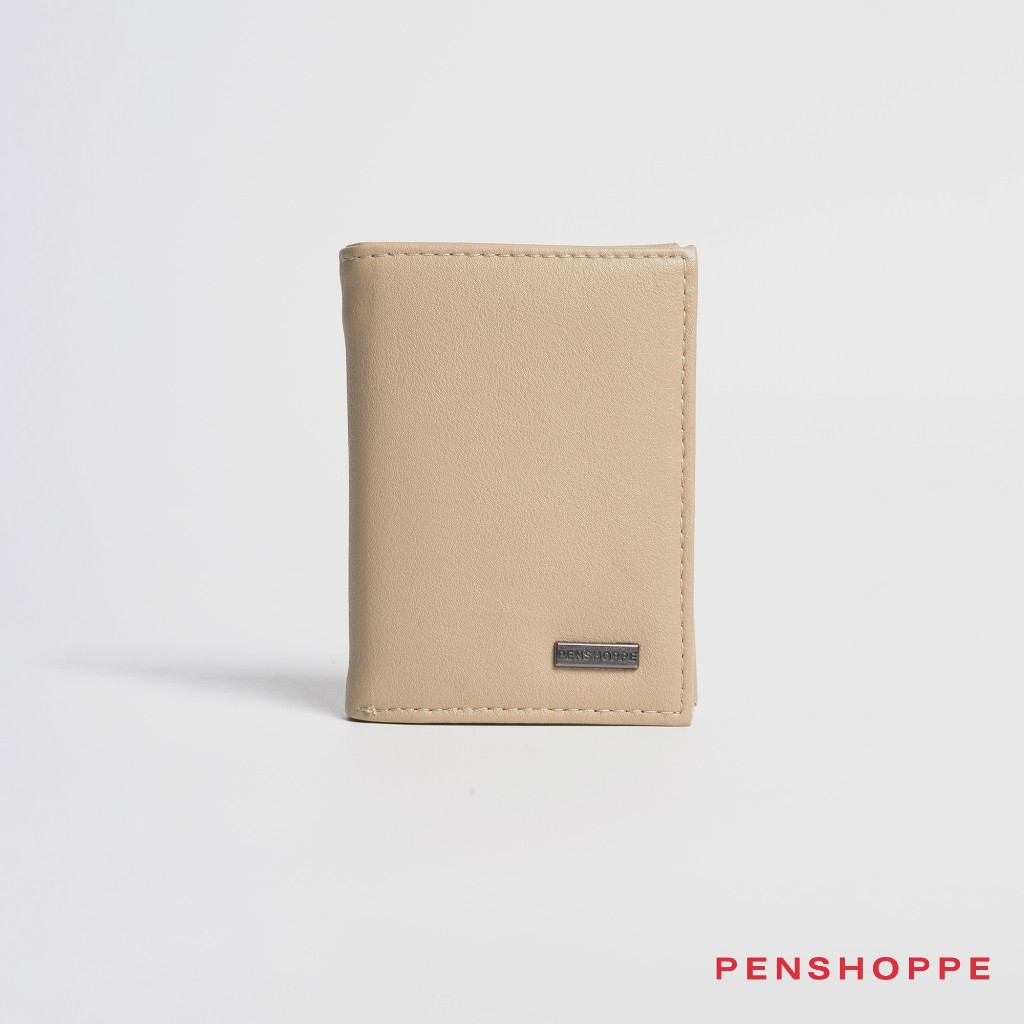 Penshoppe Bi-Fold Wallet With Metal Branding For Women (Beige/Tan ...