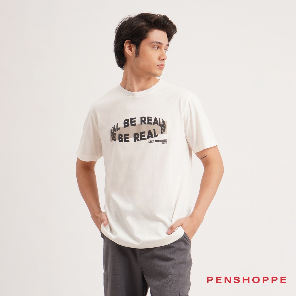 Penshoppe Be Real Regular Fit Graphic T-Shirt For Men (Off White ...