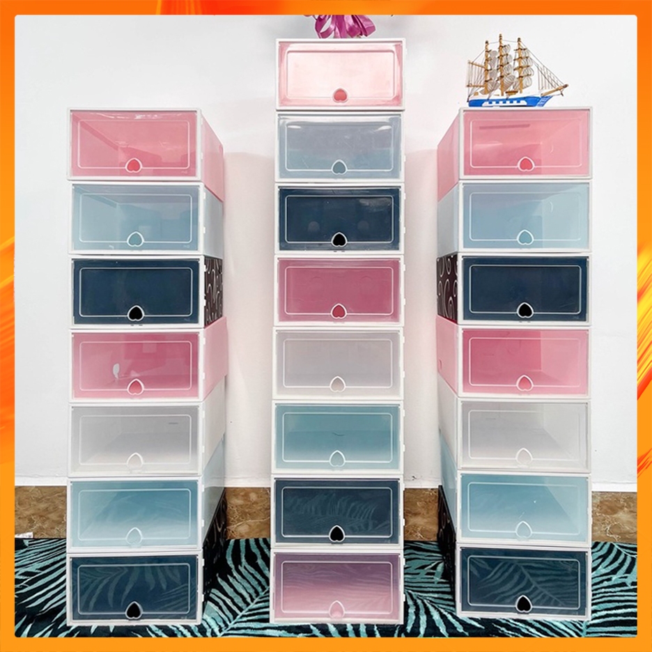 Large Size Hard Plastic Shoe Box Colorful Foldable Shoe Rack Storage ...