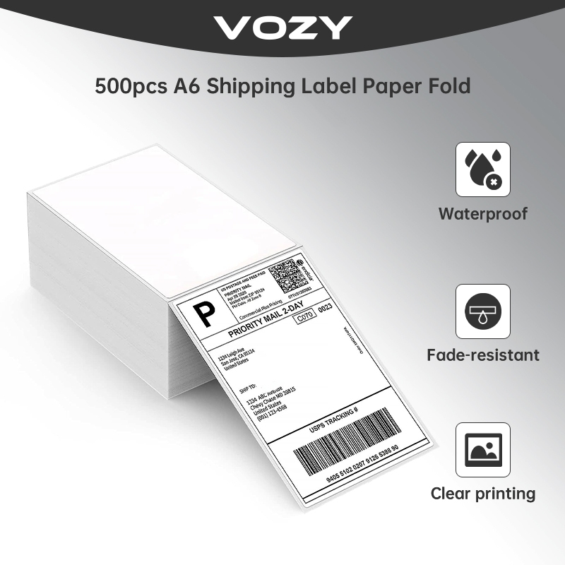 VOZY Shipping Label Sticker Stack Fold A6 100*150 500pcs Thermal ...