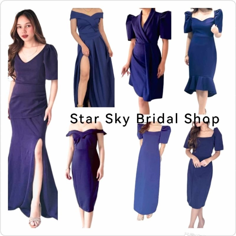 Navy blue Dress Formal Casual Debut Maid of Honor Bridesmaids Infinity ...