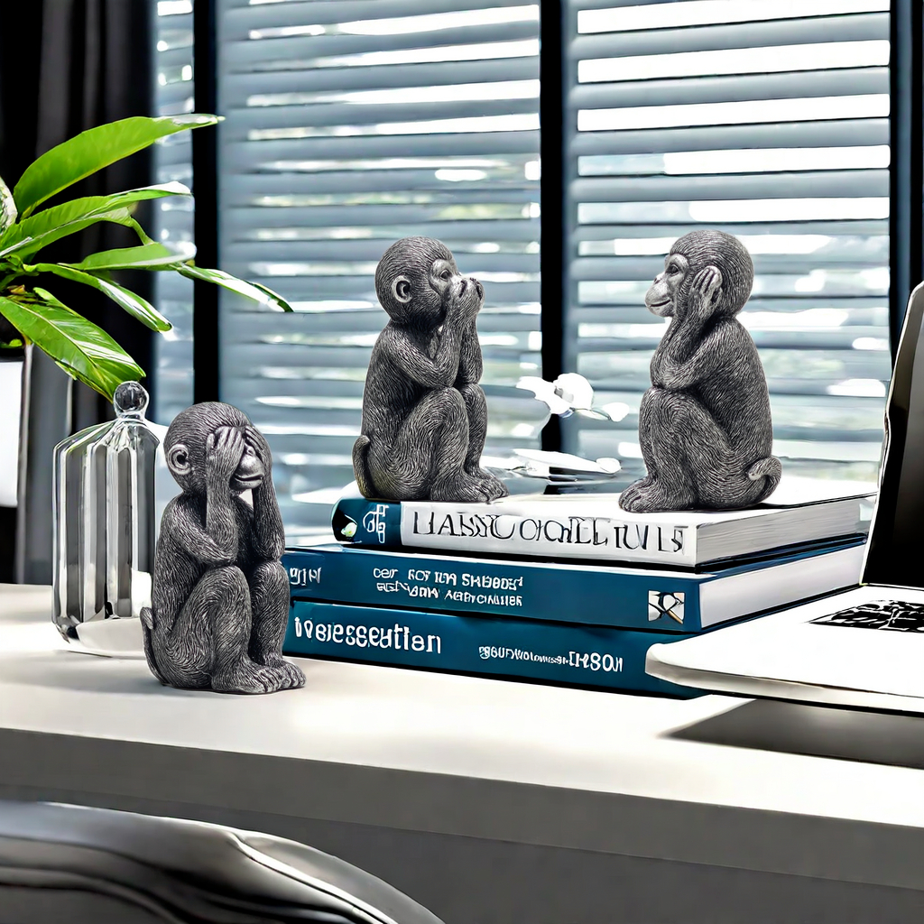 Three Monkeys Statue Home Decorations Living Room Office Coffee Shop ...