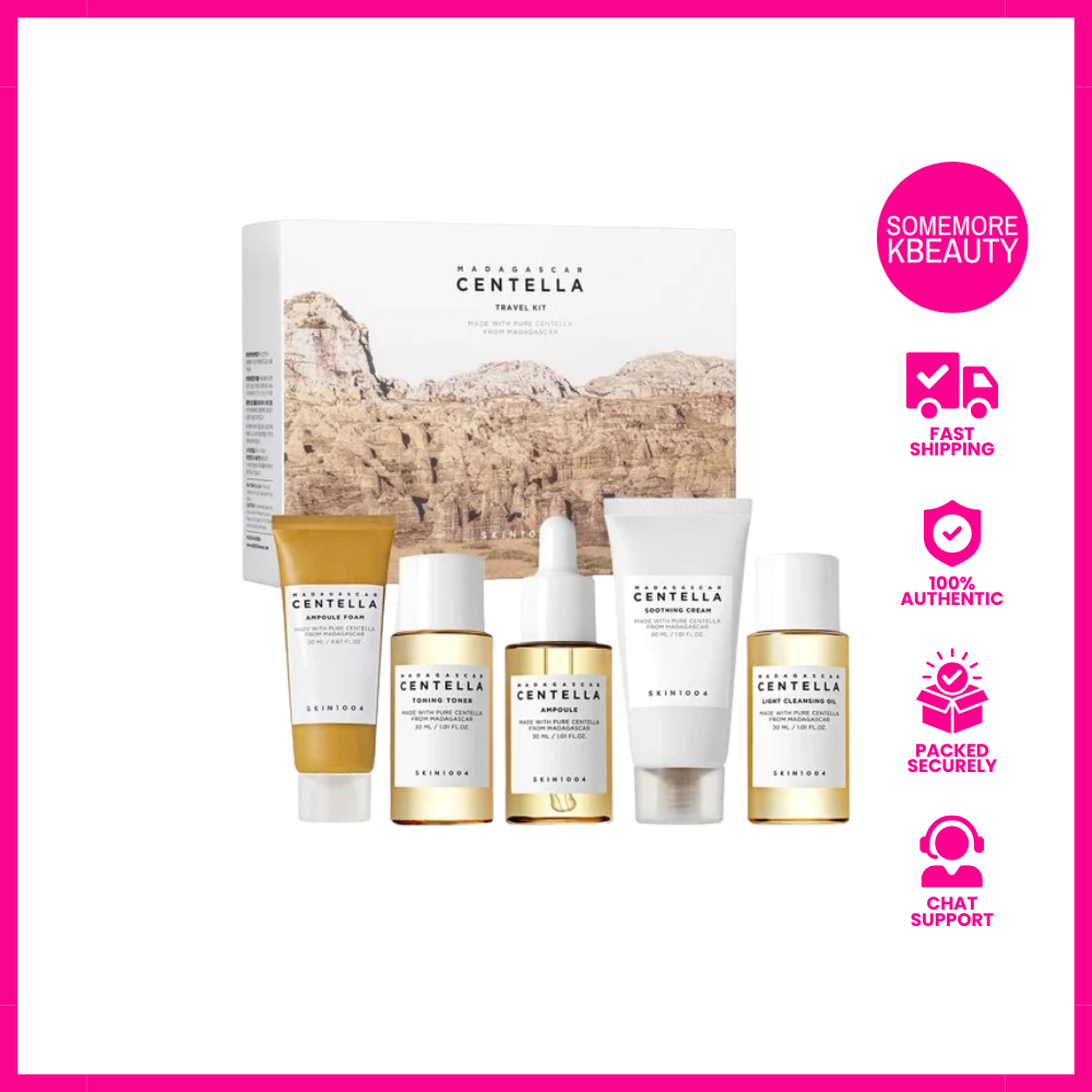 SKIN1004 Madagascar Centella Travel Kit- Ampoule Foam, Toner, Ampoule, Soothing Cream, Cleansing ...