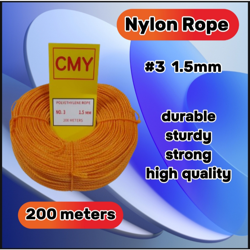 no.3 1.5mm CMY NYLON ROPE/POLYETHYLENE/LUBID/TALI/200 METERS | Shopee Philippines