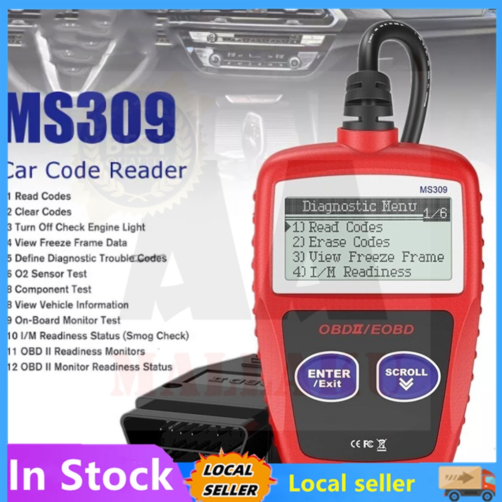 MS309 OBD2 Car Code Reader EOBD OBD II Diagnostic Tool | Shopee Philippines