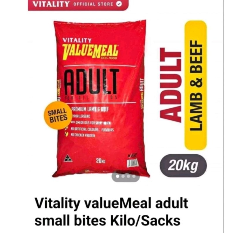 VITALITY VALUE MEAL ADULT DOG SMALL BITES KILO 2 KILOS (REPACKED) FOR ...