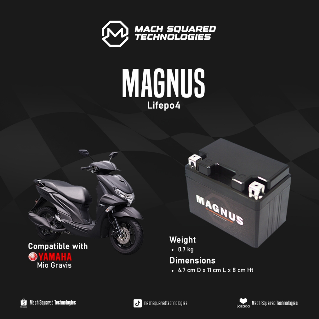 Magnus 12V 4L Lifepo4 Motorcycle Battery for Yamaha Mio Gravis | Shopee ...
