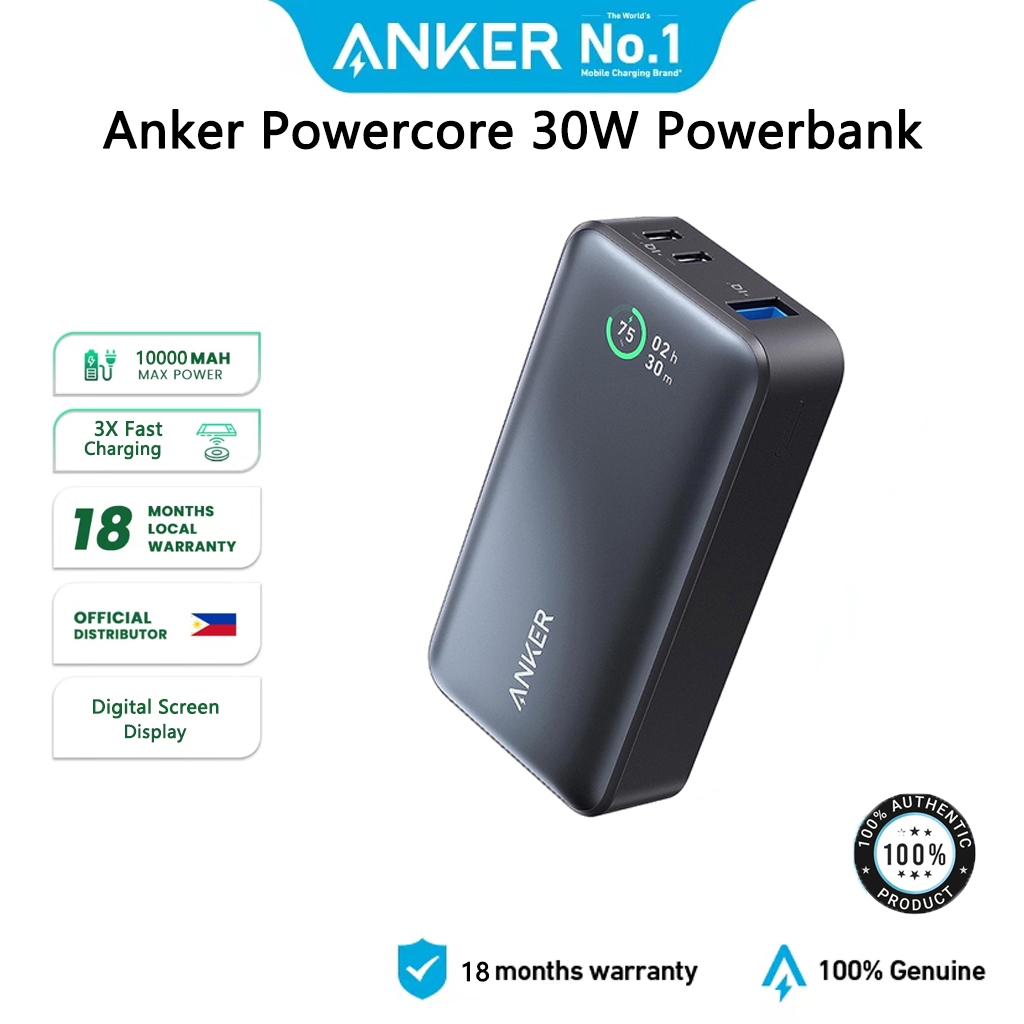 Anker 533 Power Bank LED Display 30W 10000mAh Portable Charger Fast Charging Powercore | Shopee ...