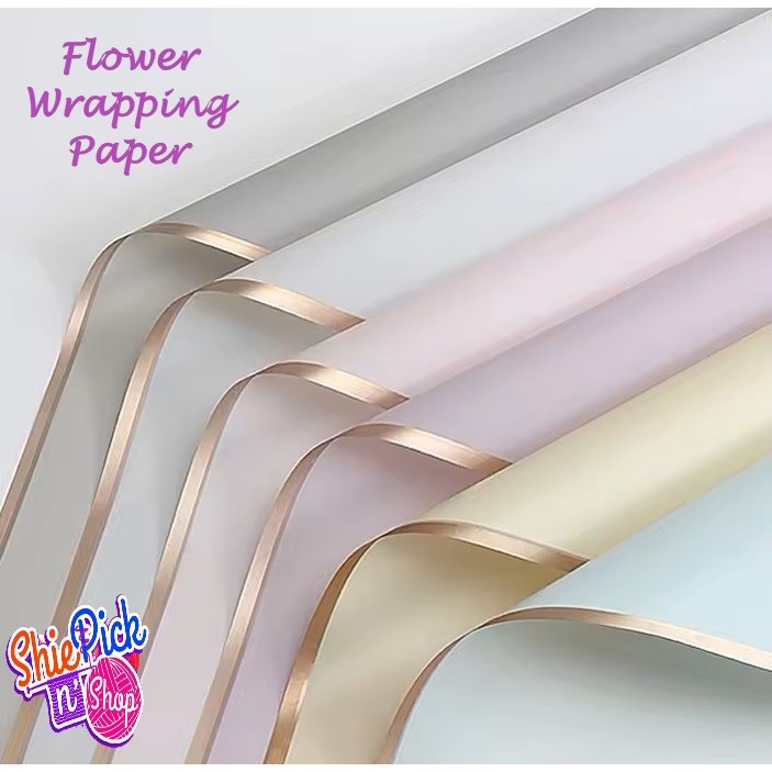 10 Sheets Waterproof Flower Wrapper Paper with Golden Edge Frame for ...