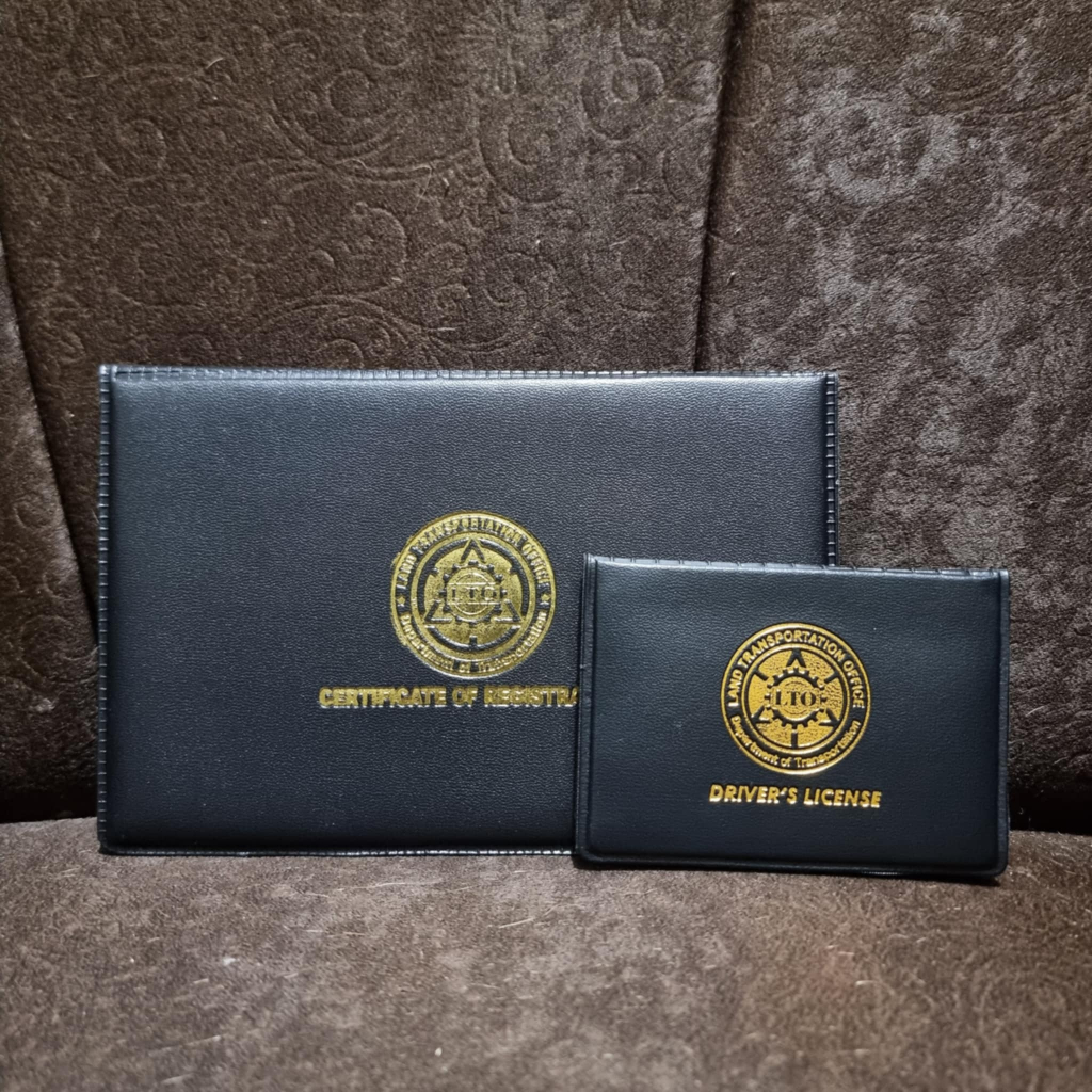 ORCR and Drivers License Holder Leatherette type with stamping | Shopee ...