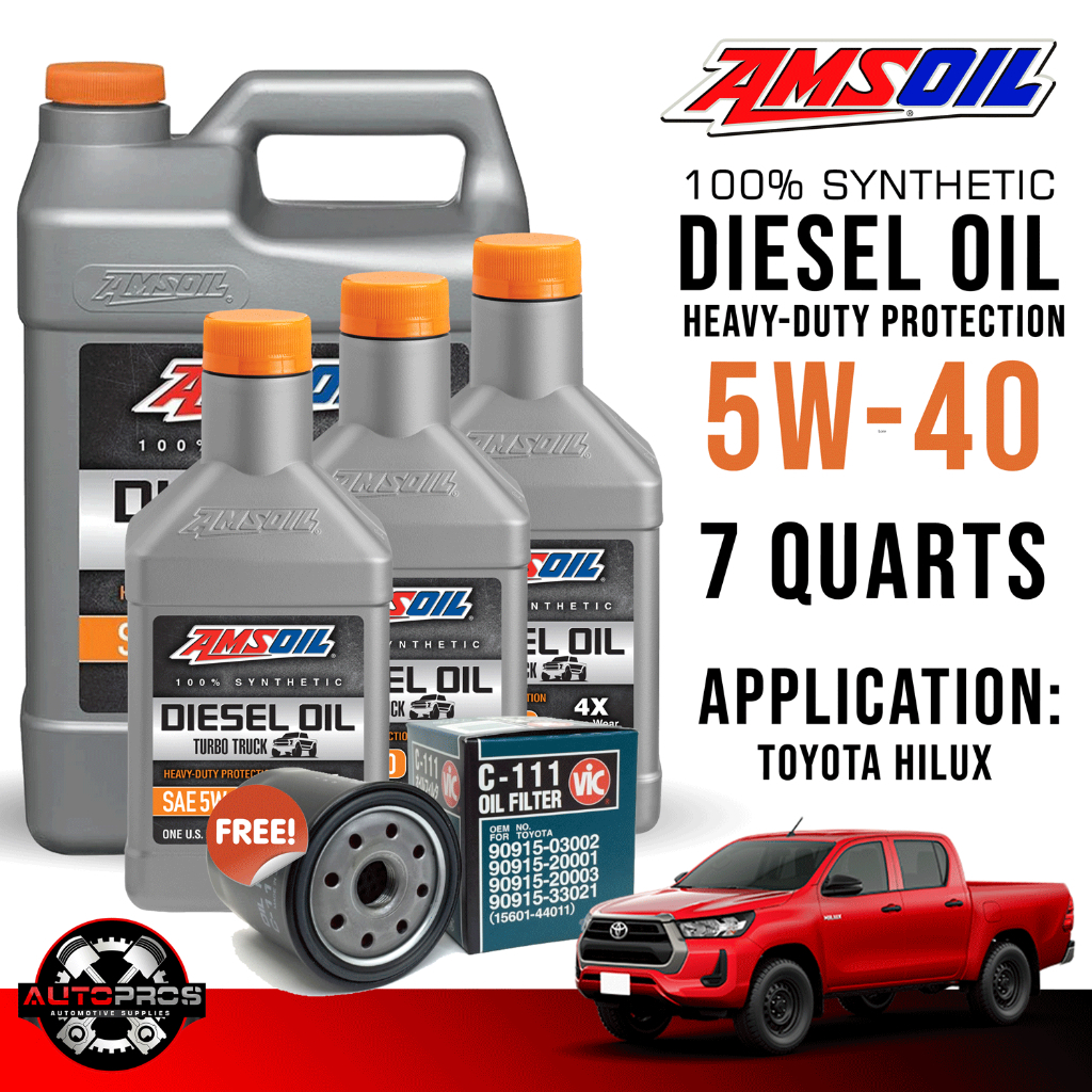 AMSOIL Heavy-Duty 100% Synthetic Diesel Engine Oil 5W-40 7 Quarts ...