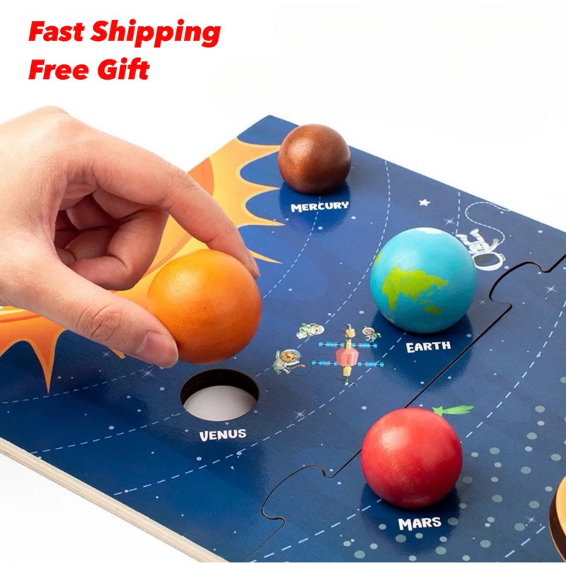 3D Wooden Solar System Puzzle Board and Planets | Shopee Philippines