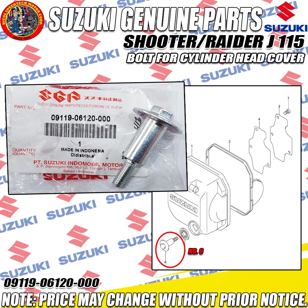 SHOOTER/RAIDER J 115 BOLT FOR CYLINDER HEAD COVER (SGP) (Genuine: 09119 ...