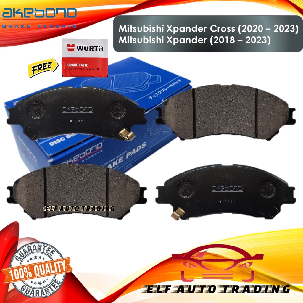 Genuine Akebono Front Brake Pads for Mitsubishi Xpander (2018 - 2023 ...