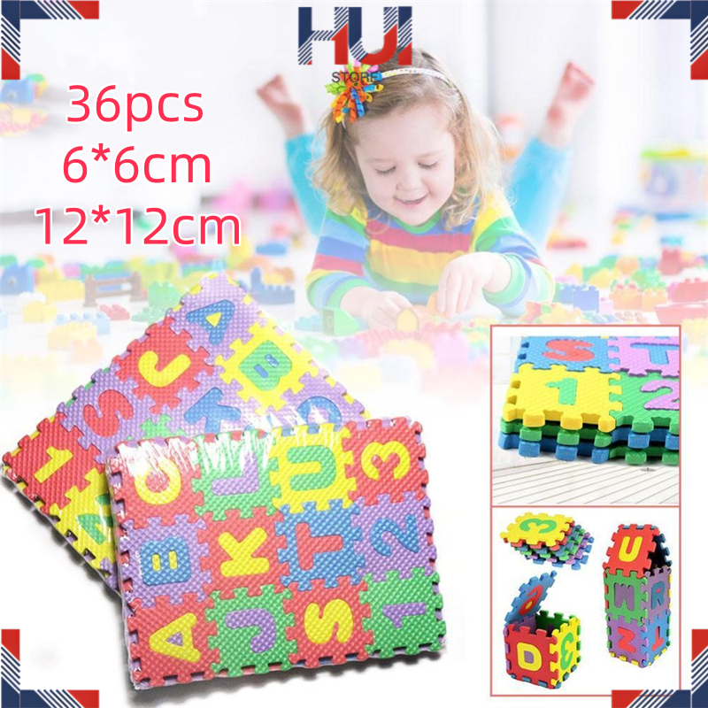36Pcs 6cm*6cm Puzzle Mat Numbers Alphabet EVA Play Mat Baby ABC Foam ...