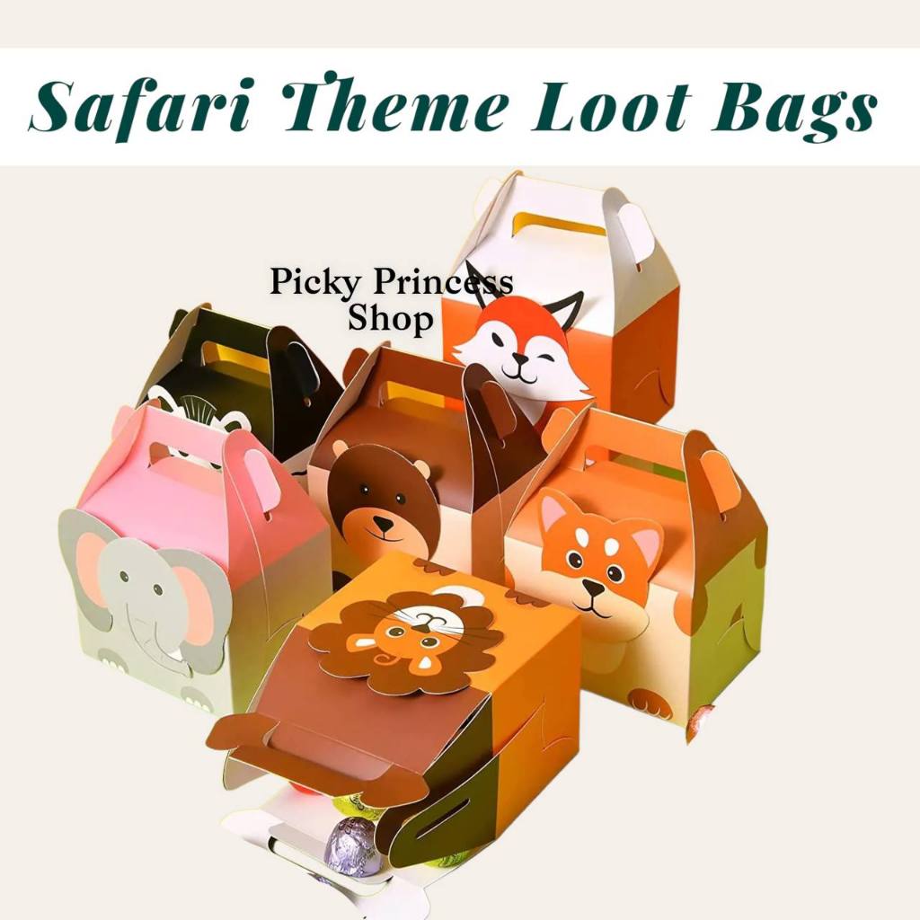 Jungle Safari Theme birthday party loot bag candy box giveaways treats ...
