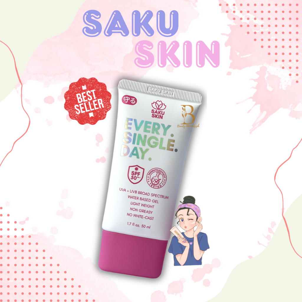 SAKU SKIN EVERY SINGLE DAY SUNSCREEN SPF50 UVB UVA WHITENING WATER ...
