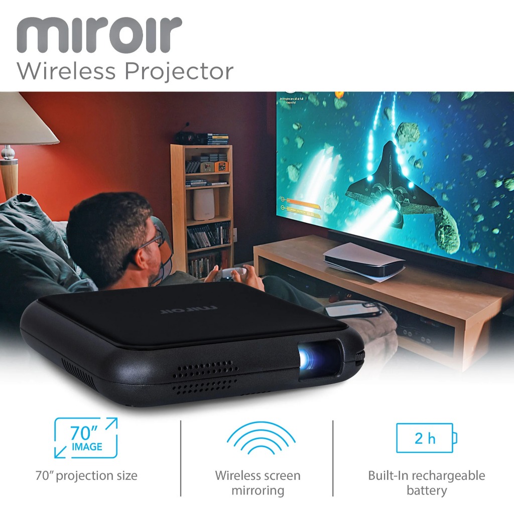 Miroir M76 Wireless Mini Portable Projector | Up to 70” Display | DLP ...