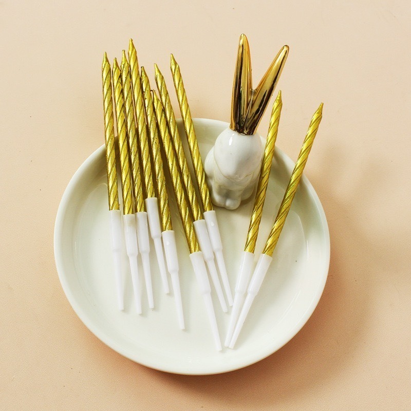 6pcs Straight Candle Set With Spiral Design Candle Cake Topper Birthday ...