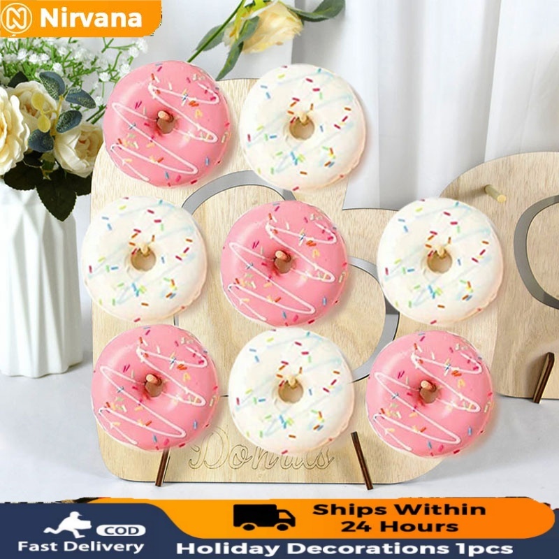 Wooden Donuts Wall Display Stand Holder Candy Sweets Doughnut Rack for ...