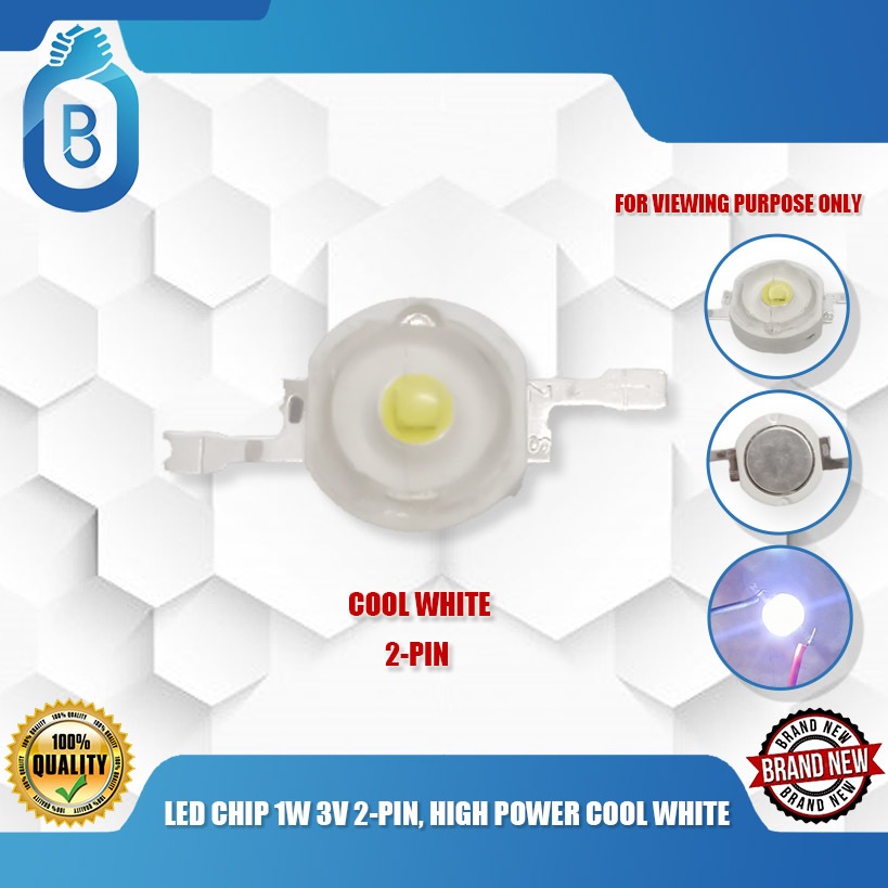 LED CHIP 1W 3V 2-PIN, HIGH POWER COOL WHITE | Shopee Philippines