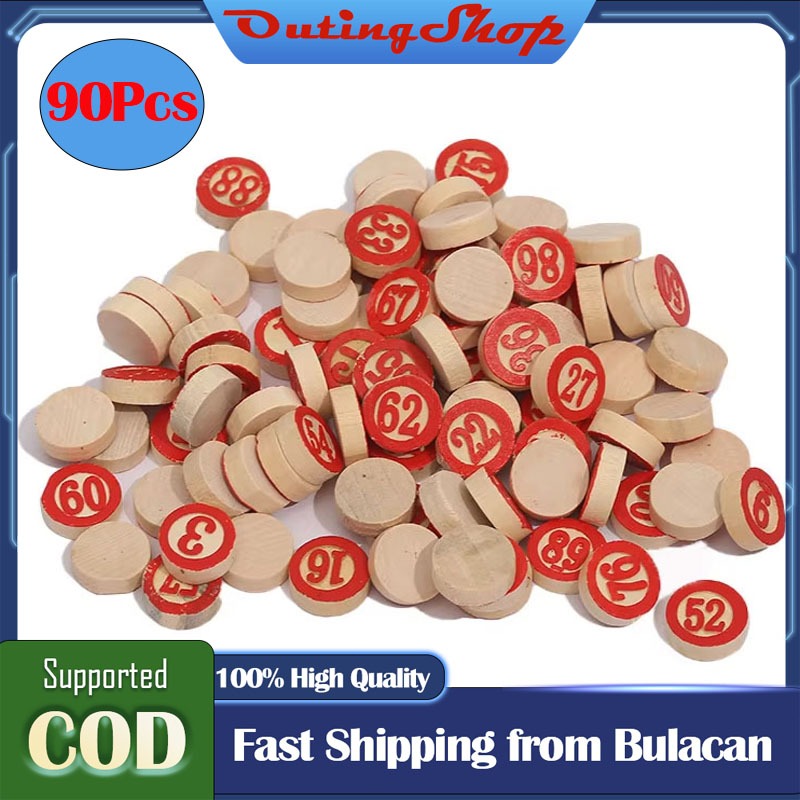 90Pcs Bingo Number Chips Wooden Bingo Game Set Vintage-Style Bingo ...