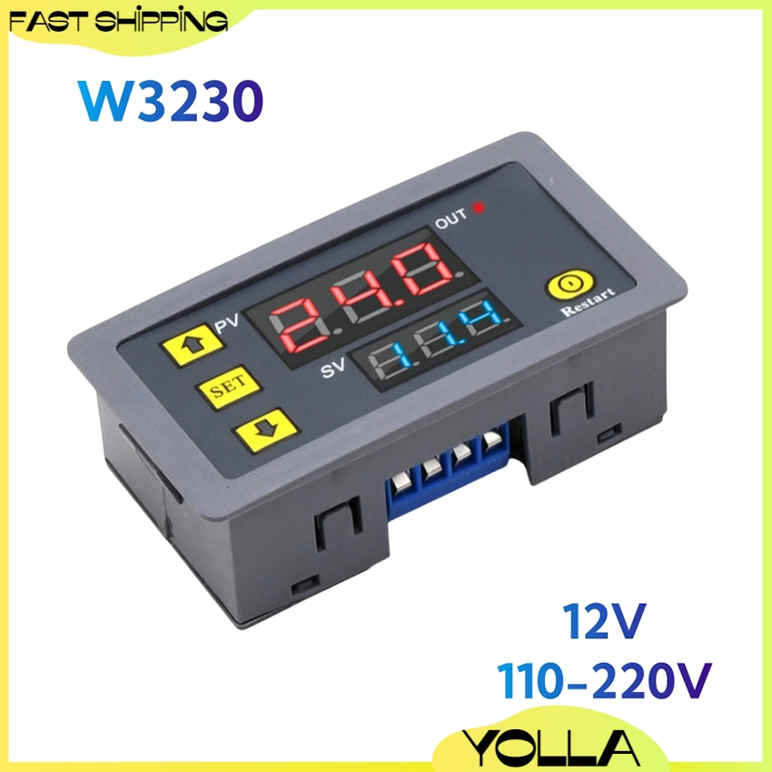 DC 12V AC 110V-220V Miniature Temperature Control Switch W3230 Display ...