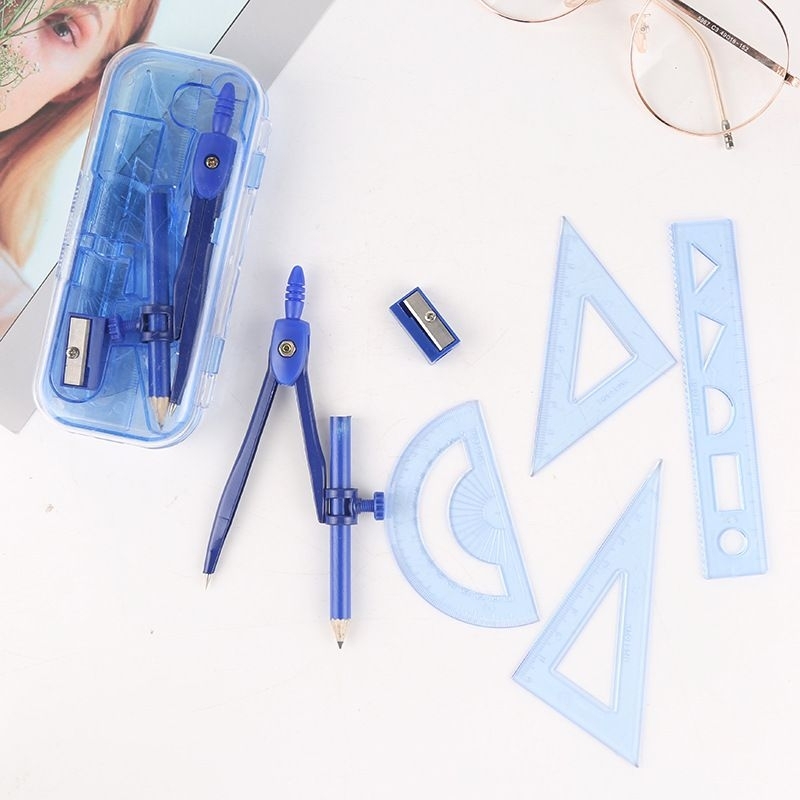 7 in 1 Compass Set With Pencil And Eraser Ruler School Supplies ...