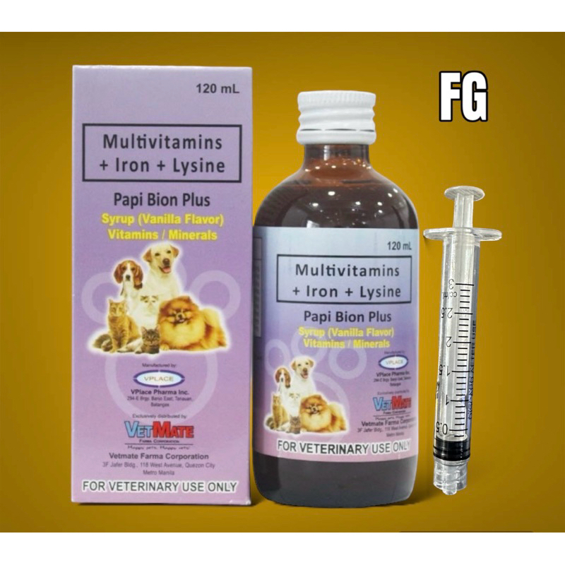 Papi Bion Iron Vitamins for Dog & cat 120ml ( Vanilla Flavor ) | Shopee ...