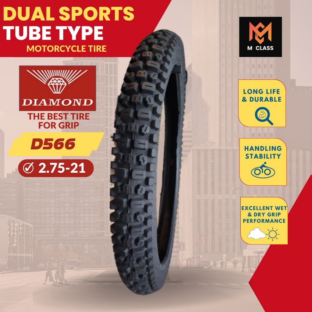 R21 D566 DUAL SPORTS TUBE TYPE TIRE FOR HONDA XR200, CRF150L, KMX125, XTZ125 - DIAMOND TIRE 2.75 ...