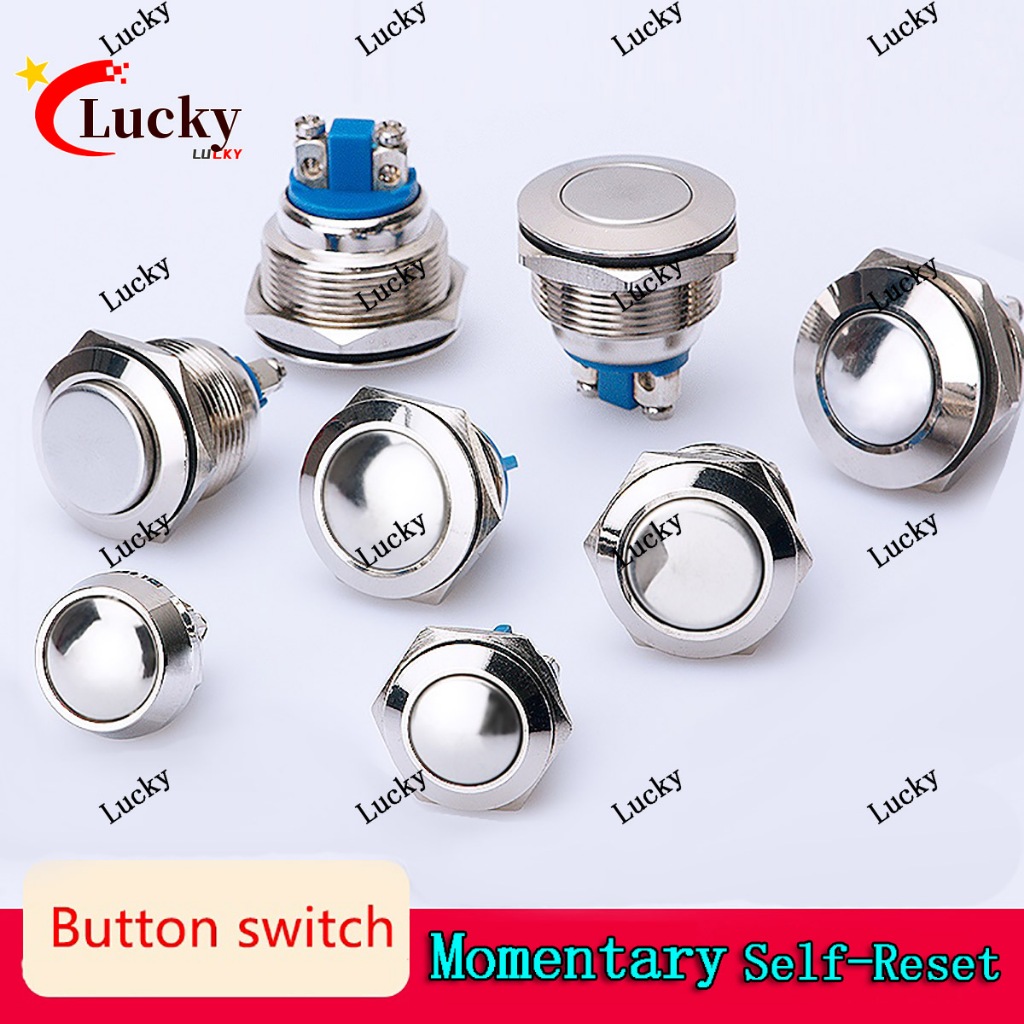 Lucky 16mm Metal Waterproof Push Button Momentary Horn Switch Start ...